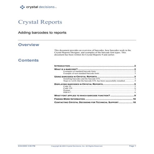 Adding barcode to report (cr) | PDF