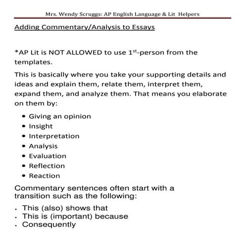 Adding commentary to essays my notes | PDF