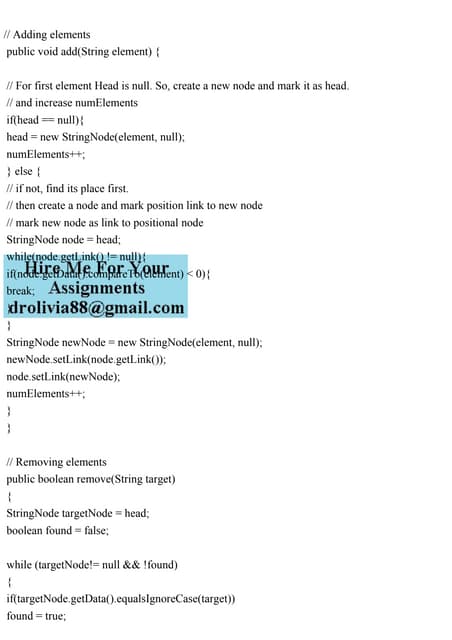 Adding elements public void add(String element) { For fi.pdf Adding elements public void add(String element) { For fi.pdf