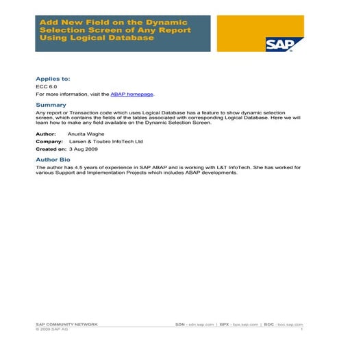 Sap Adding Fields To Dynamic Selection For Fbln Transactions 2 Pdf