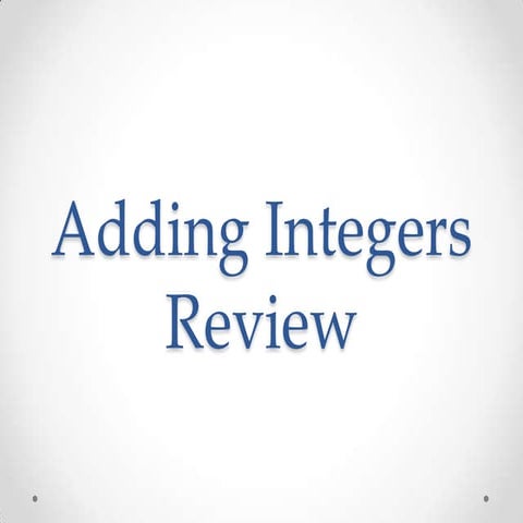 Adding Integers Review Web | Ppt
