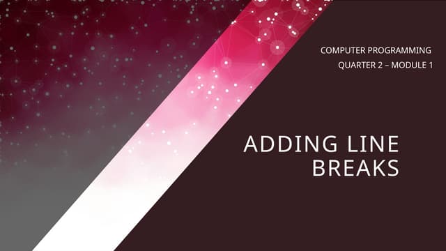 Adding Line Breaks Html In Computer Education Grade 10 Ppt