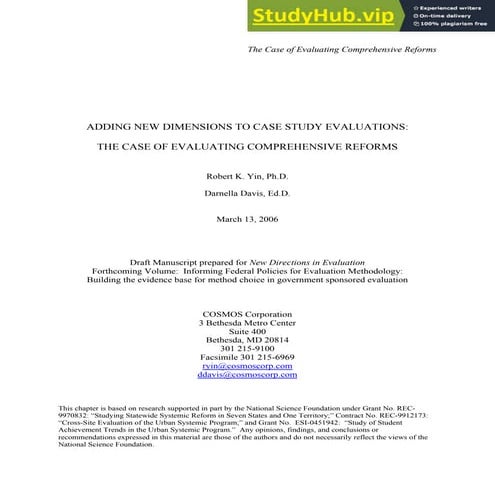 Adding New Dimensions To Case Study Evaluations The Case Of Evaluating ...