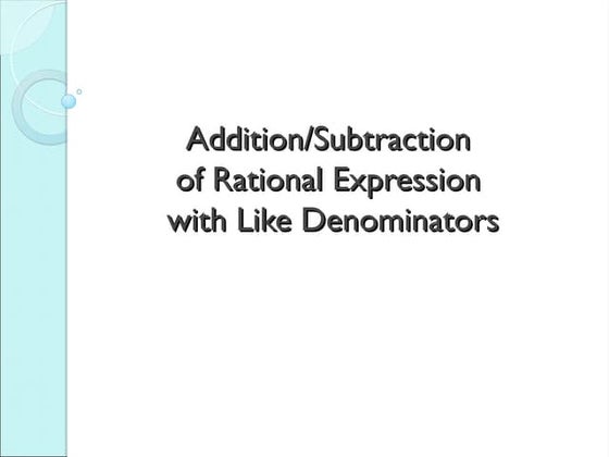 Grade 8-addition-and-subtraction-of-rational-expression | PDF | Physics ...
