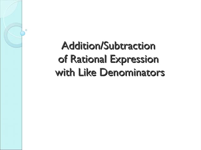 Grade 8-addition-and-subtraction-of-rational-expression | PDF | Physics | Science