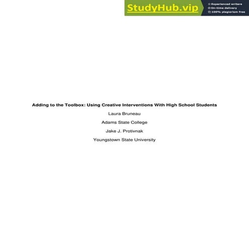 Adding To The Toolbox Using Creative Interventions With High School ...