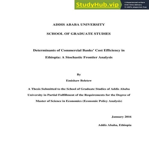 ADDIS ABABA UNIVERSITY SCHOOL OF GRADUATE STUDIES Determinants Of ...