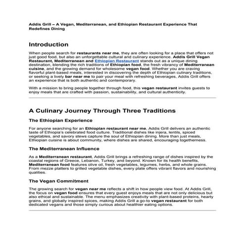 Addis Grill – A Vegan, Mediterranean, and Ethiopian Restaurant ...