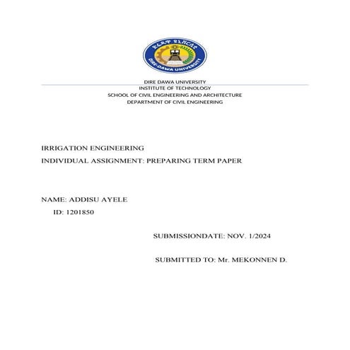 ADD ISU IRR ASS.docx CIVIL ENGINEERING 5TH | PDF