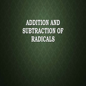 Addition And Subtraction Of Radicals Pptx Science