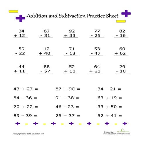Addition and-subtraction-practice | PDF