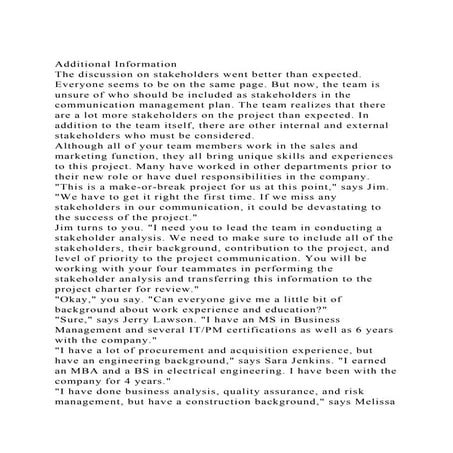 Additional InformationThe discussion on stakeholders went better.docx