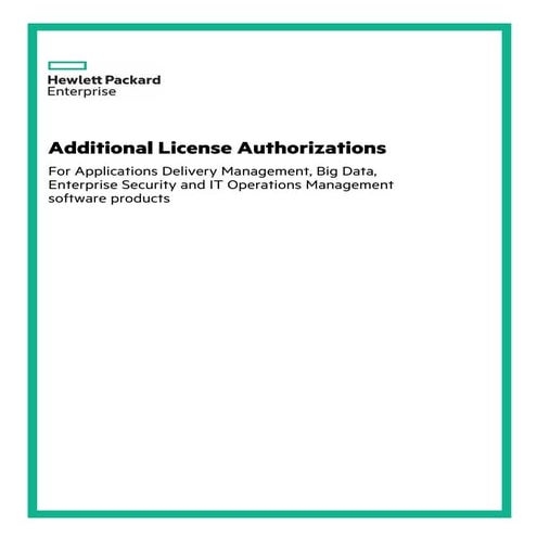 Hpe Additional License Authorizations Pdf