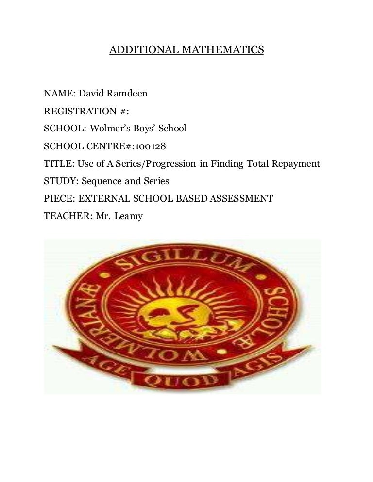 Additional Mathematics CSEC SBA Sample additional-mathematics-csec-sba-sample
