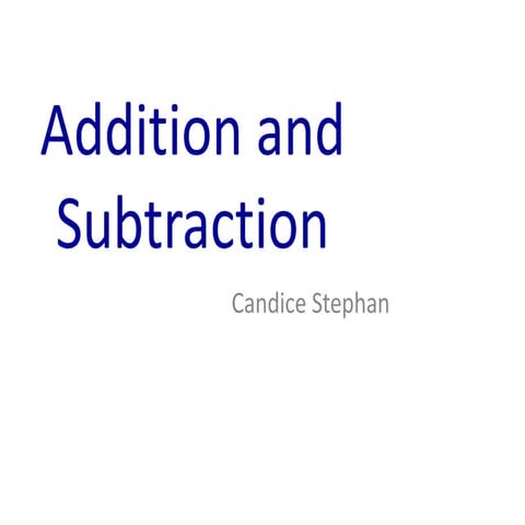 Addition and Subtraction | PPT