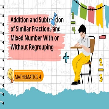 Addition and Subtraction of Fractions Mathematics Presentation in Blue ...