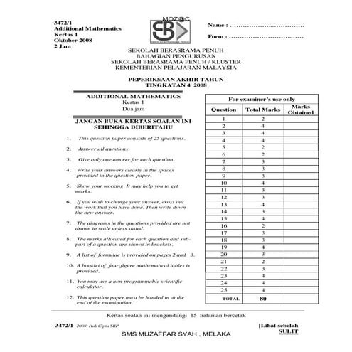 Add Maths Paper 1 | PDF