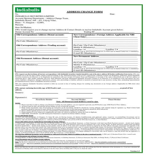 Address change form | PDF