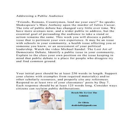 Addressing a Public AudienceFriends, Romans, Countrymen, lend me.docx
