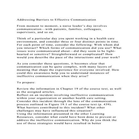 Addressing Barriers to Effective CommunicationFrom moment to m.docx