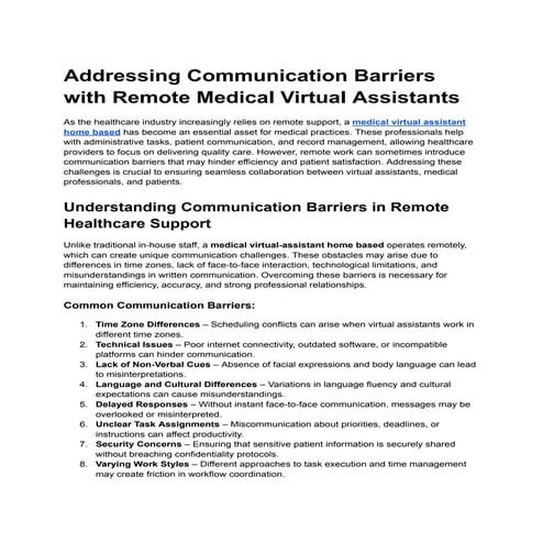 Addressing Communication Barriers with Remote Medical Virtual ...