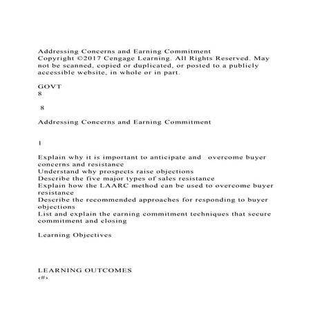 Addressing Concerns and Earning CommitmentCopyright ©2017 Ceng.docx