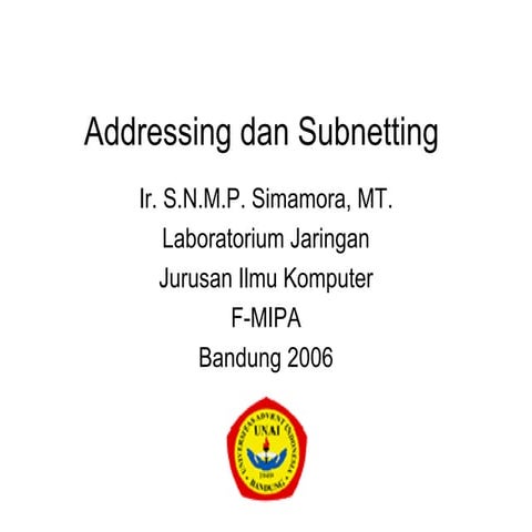 Addressing Dan Subnetting On Ipv4 With Class C Ppt