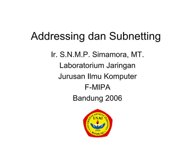 Addressing Dan Subnetting On Ipv4 With Class C Ppt