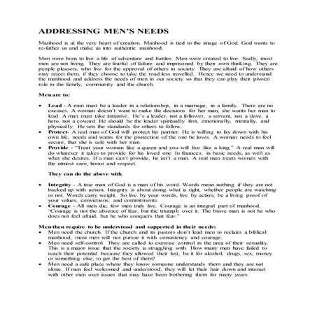 Addressing Men's Needs | PDF
