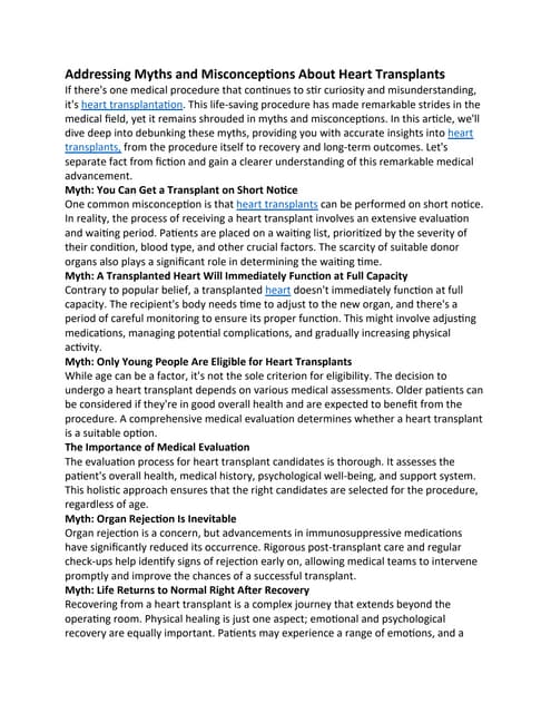 Common Myths About Kidney Transplants Debunked | PPT