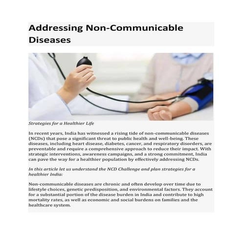 Tackling The Rise of Non-Communicable Diseases In Public Health | PDF