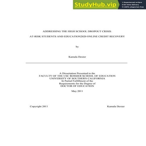 ADDRESSING THE HIGH SCHOOL DROPOUT CRISIS AT-RISK STUDENTS AND ...