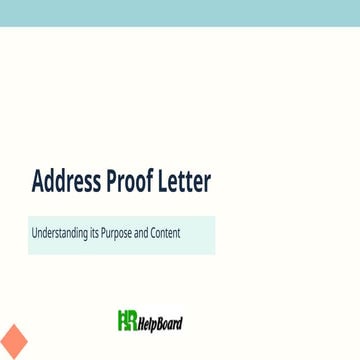Address Proof Letter Format