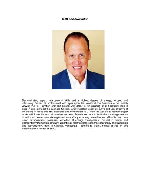 Mauro Calcano, Human resources specialist at Calisa assocaites