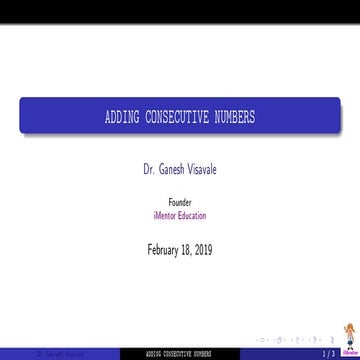 Adding Consecutive Numbers Ppt 