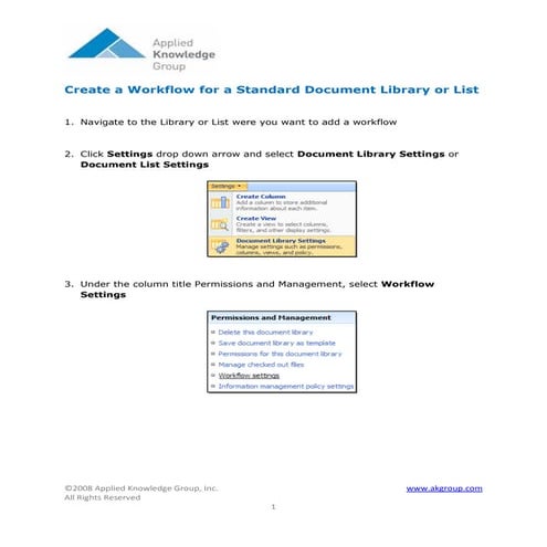 Add Workflow To A Doc Lib | PDF