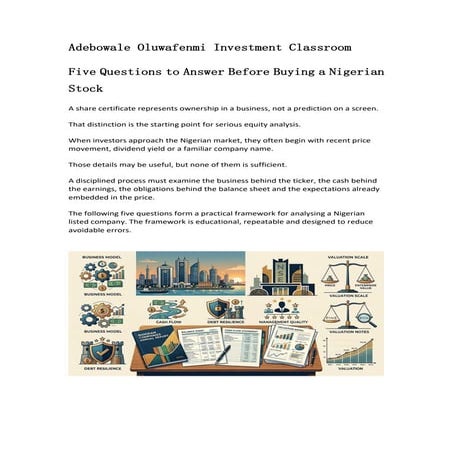 Adebowale Oluwafenmi Investment Classroom Five Questions to Answer ...
