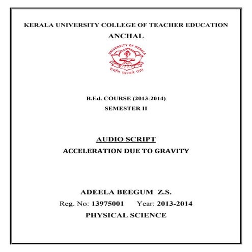 Audio script - Acceleration due to Gravity | PDF