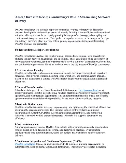 A Deep Dive into DevOps Consulting services | PDF A Deep Dive into DevOps Consulting services | PDF