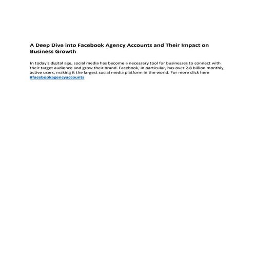 A Deep Dive into Facebook Agency Accounts and Their Impact on Business ...