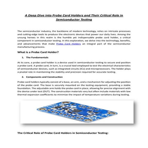 A Deep Dive into Probe Card Holders and Their Critical Role in ...