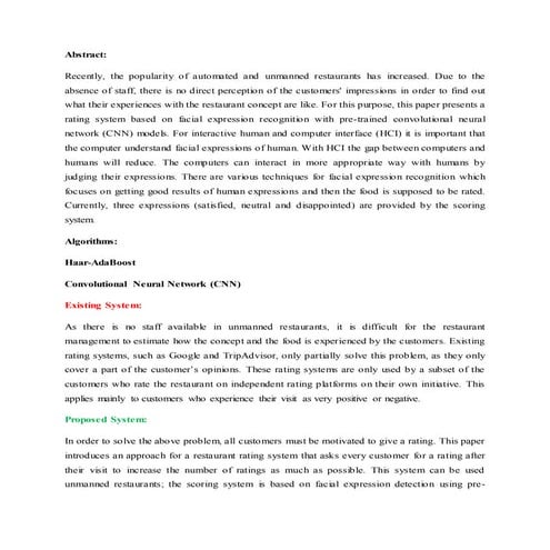 A Deep Learning Facial Expression Recognition Based Scoring System For Restaurants Pdf