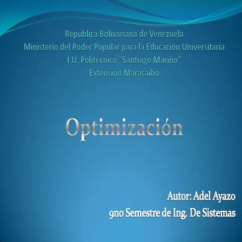 Optimizacion en la ing. de sistemas | PPTX | Computing | Technology & Computing