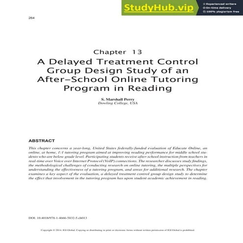 A Delayed Treatment Control Group Design Study Of An After-School ...