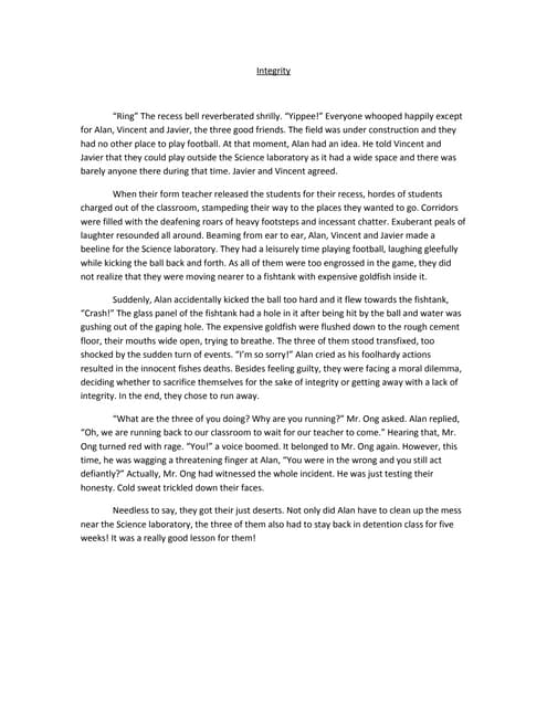 Oral reading passage and list of comments | DOC