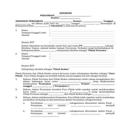 Adendum perjanjian | PDF