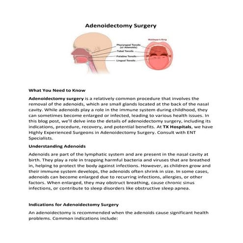 Introduction To Adenoidectomy Facts About Adenoidectomy