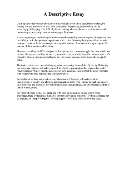 A Descriptive Essay | PDF