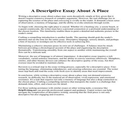 A Descriptive Essay About A Place | PDF | Biological Sciences | Science