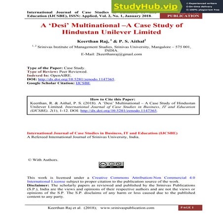 A Desi Multinational A Case Study Of Hindustan Unilever Limited | PDF